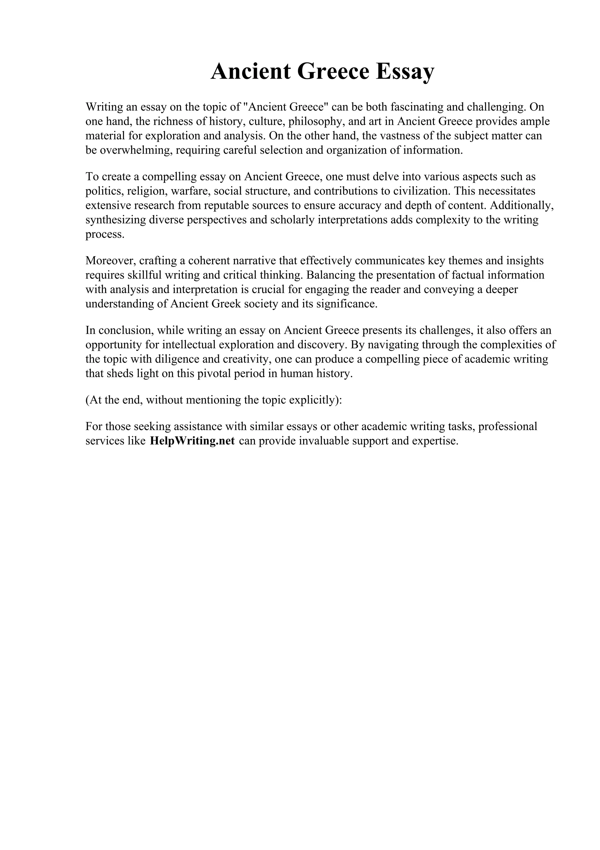 Ancient Greece Essay. Ancient greek art paper Essay Example Topics and ...