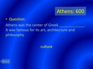 Ancient greece jeopardy | PPTX