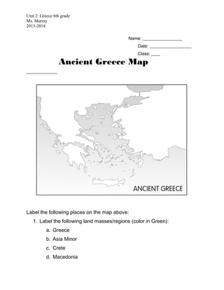 Ancient Greece Map Activity Answers - Map