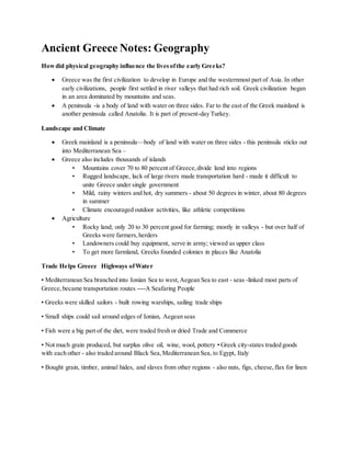 Ancient greece notes | DOCX | Geography | Science