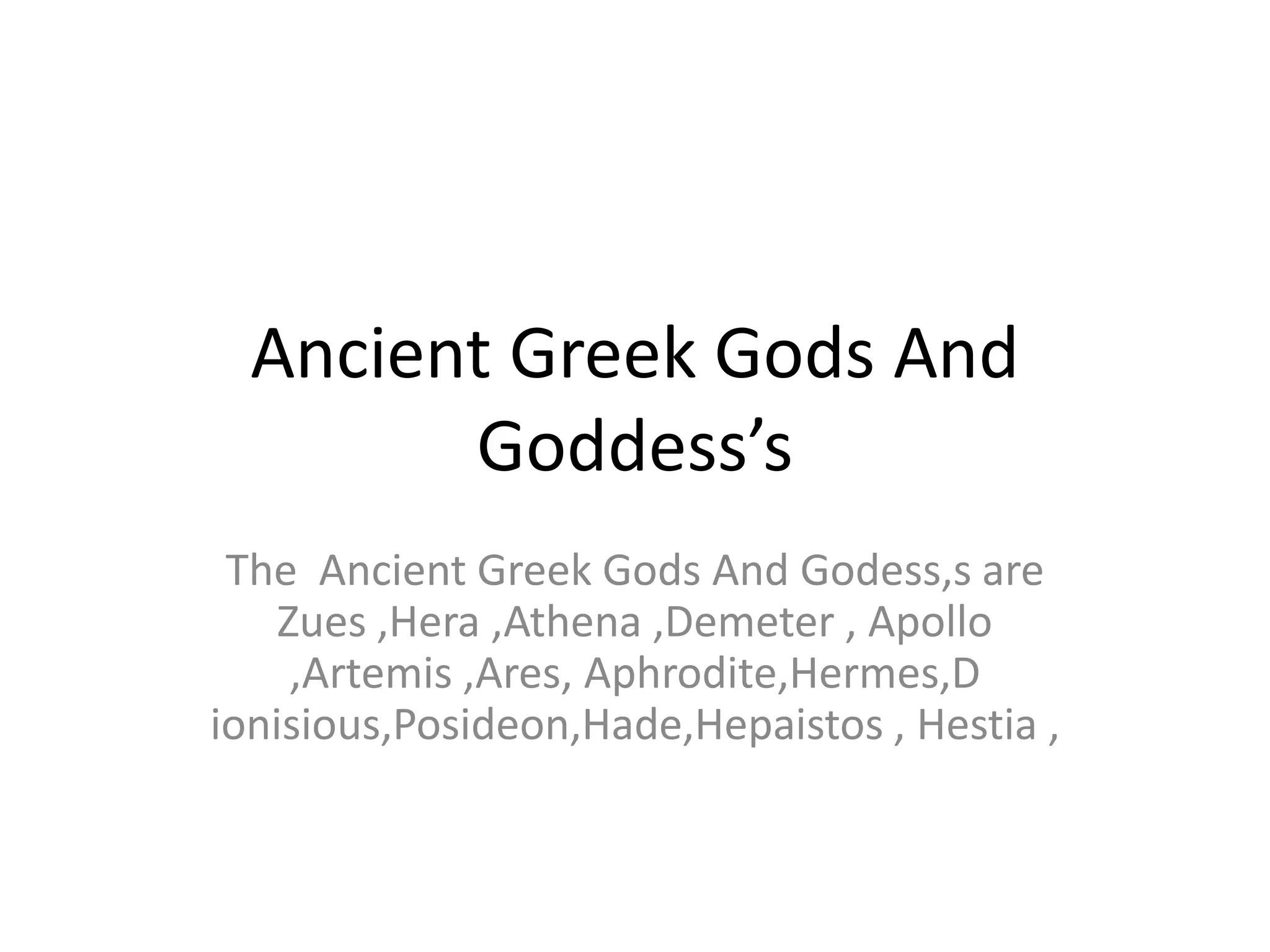 Ancient greek gods and goddess’s | PPTX | Hinduism | Religion ...