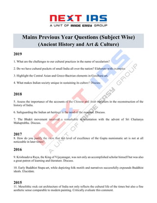 Ancient historyandart&culture mains | PDF