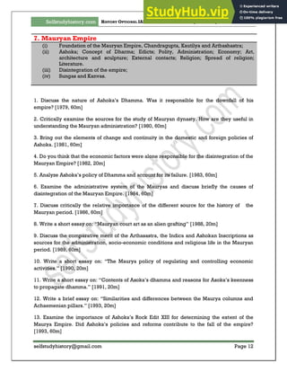 Ancient India 39 Years Question Bank | PDF