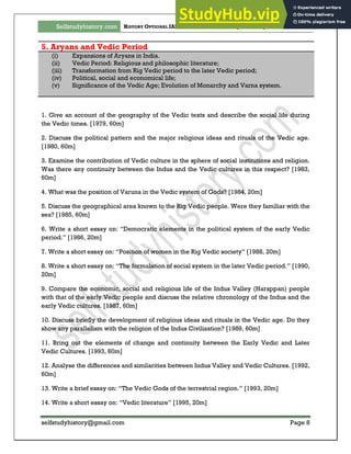 Ancient India 39 Years Question Bank | PDF