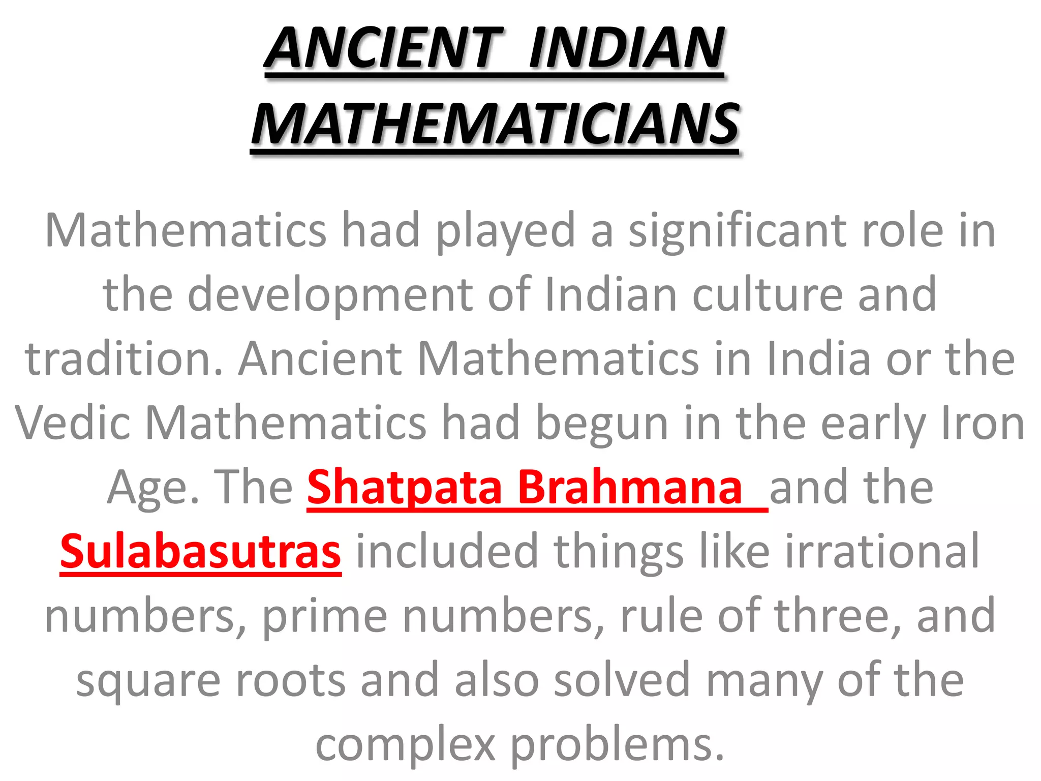 Ancient indian mathematicians | PPTX