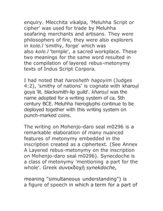 Ancient indus script corpora, from ca. 3500 bce ( from google.com ...