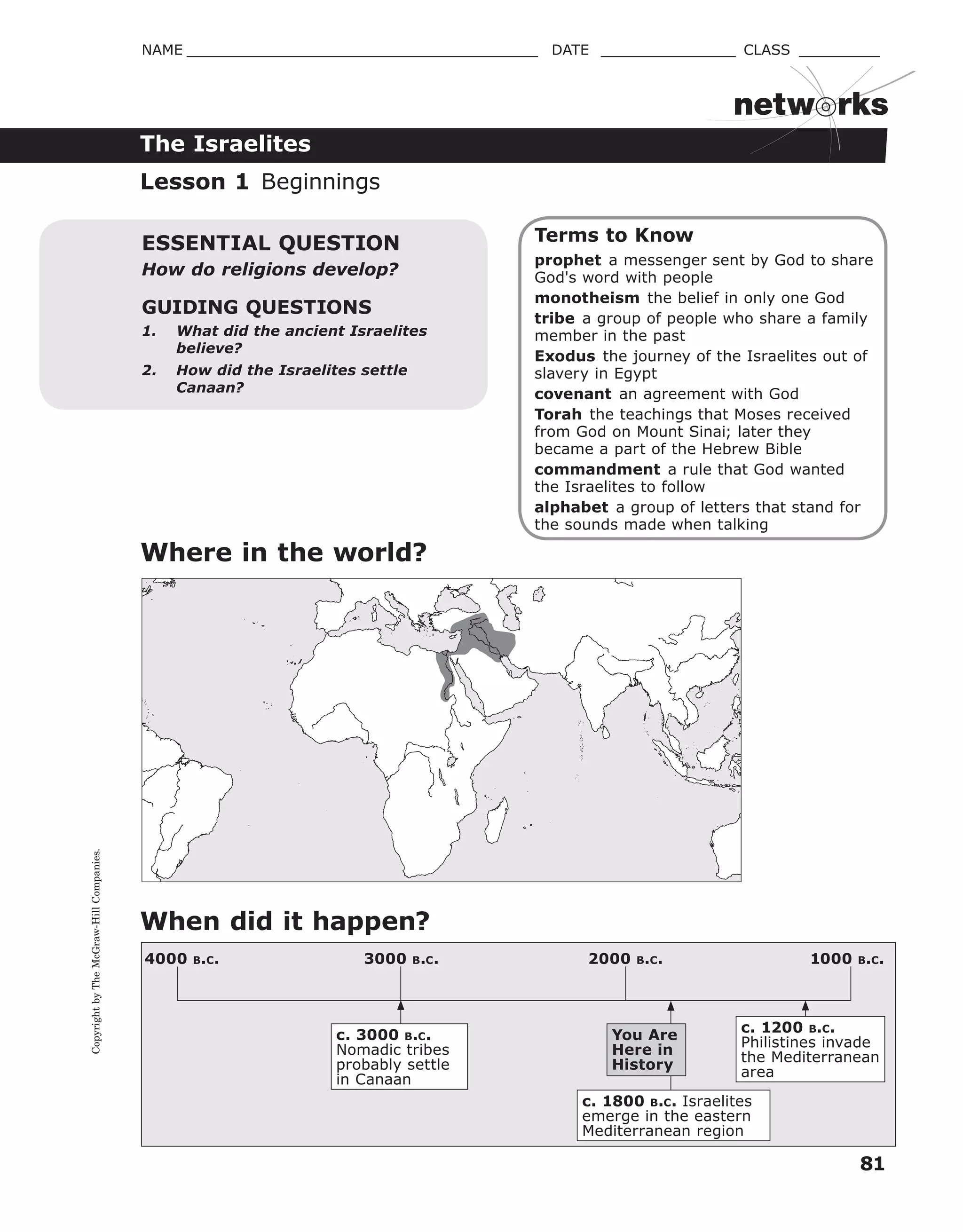 Ancient israel lesson 1 4 homework | PDF
