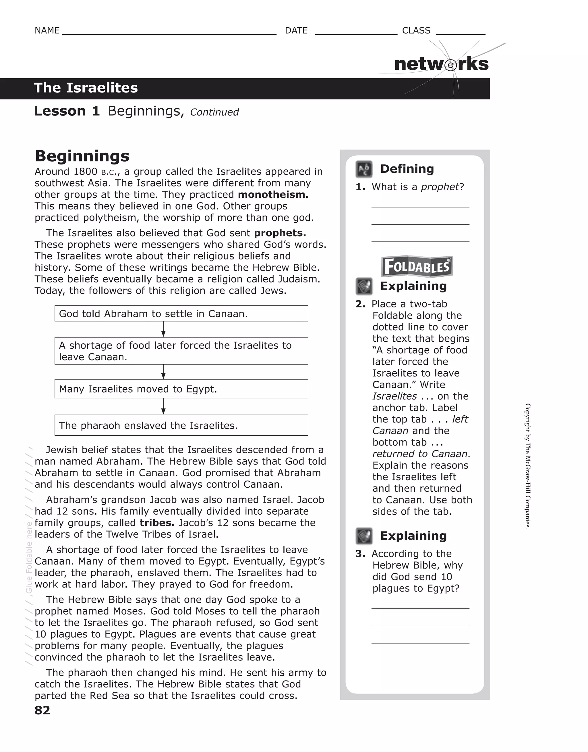 Ancient israel lesson 1 4 homework | PDF