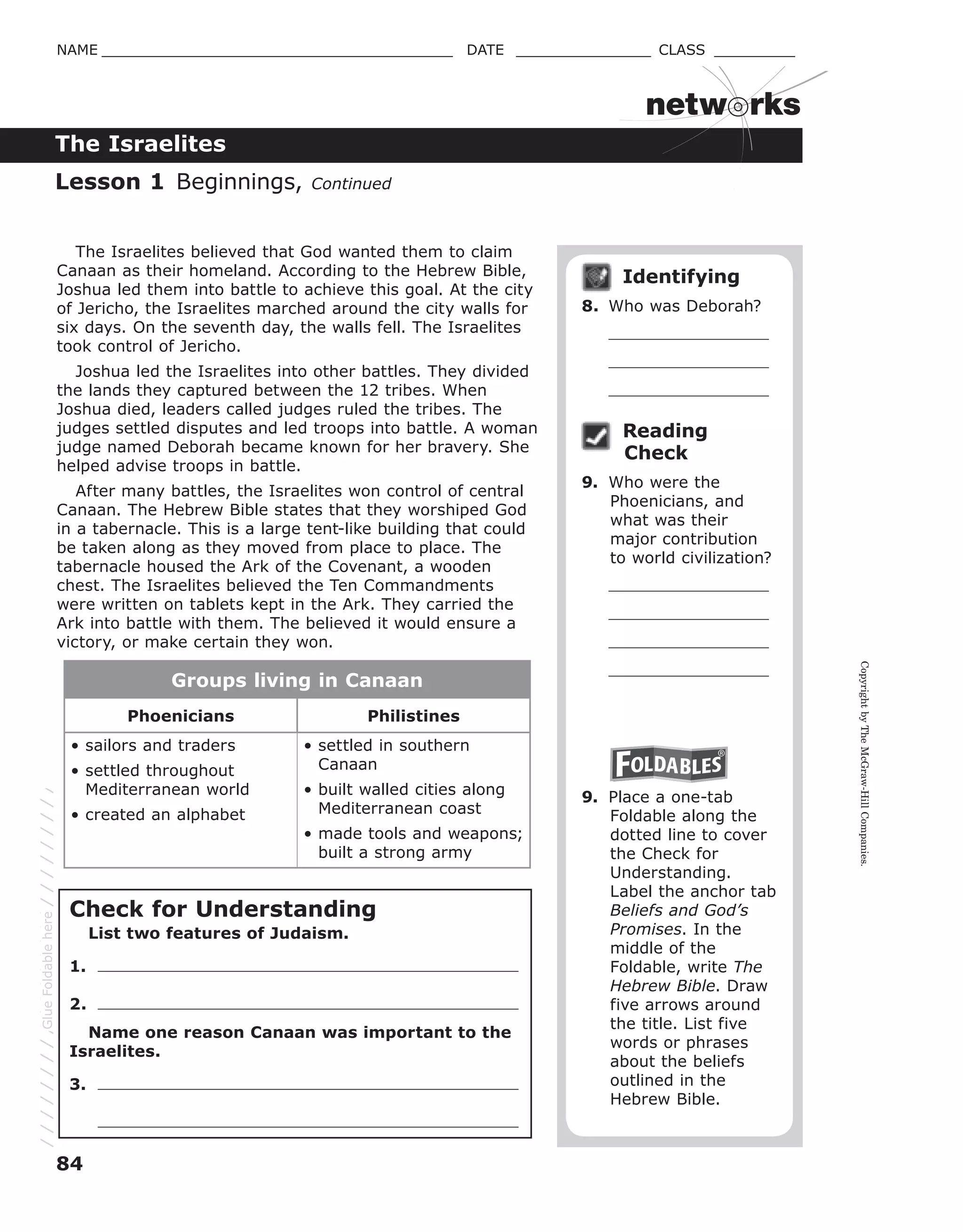 Ancient israel lesson 1 4 homework | PDF