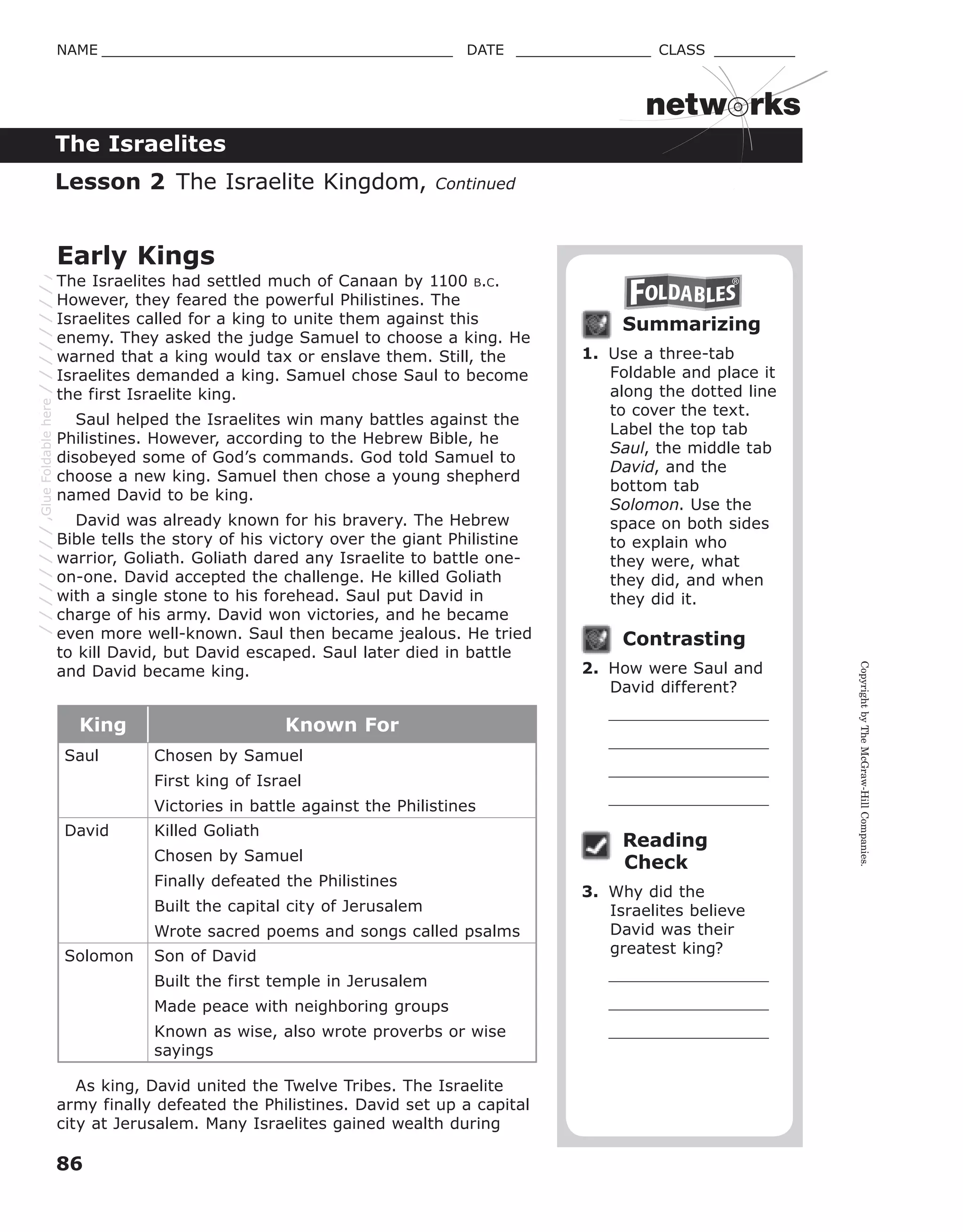 Ancient israel lesson 1 4 homework | PDF