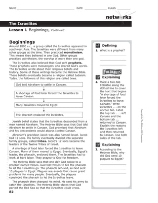Ancient israel lesson 1 4 homework | PDF
