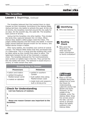 Ancient israel lesson 1 4 homework | PDF