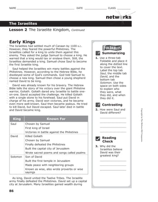 Ancient israel lesson 1 4 homework | PDF