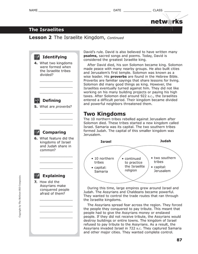 Ancient israel lesson 1 4 homework | PDF