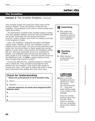Ancient israel lesson 1 4 homework | PDF