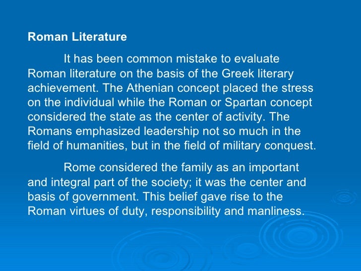 Rome Achievements In Literature