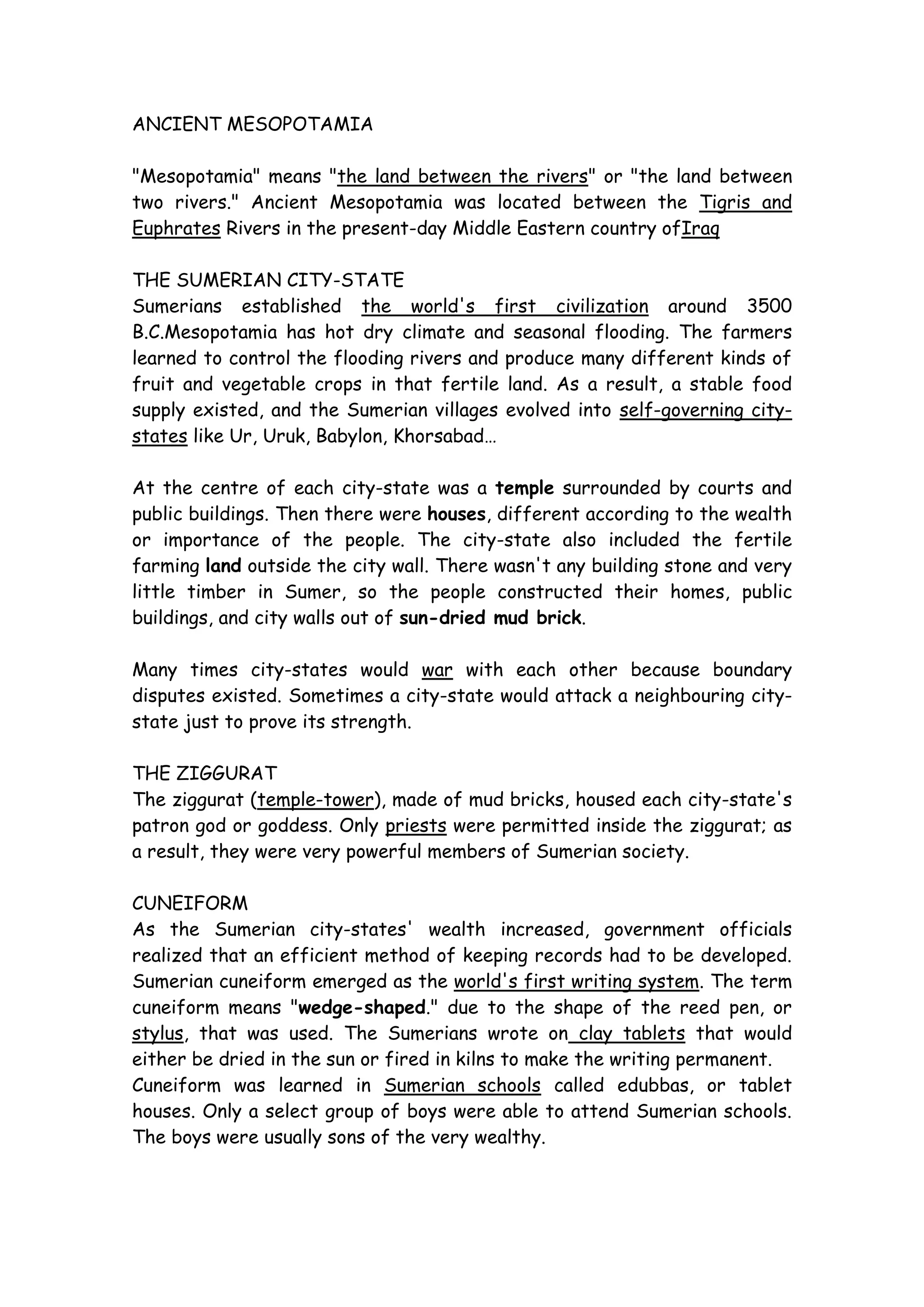 Ancient Mesopotamia | DOCX