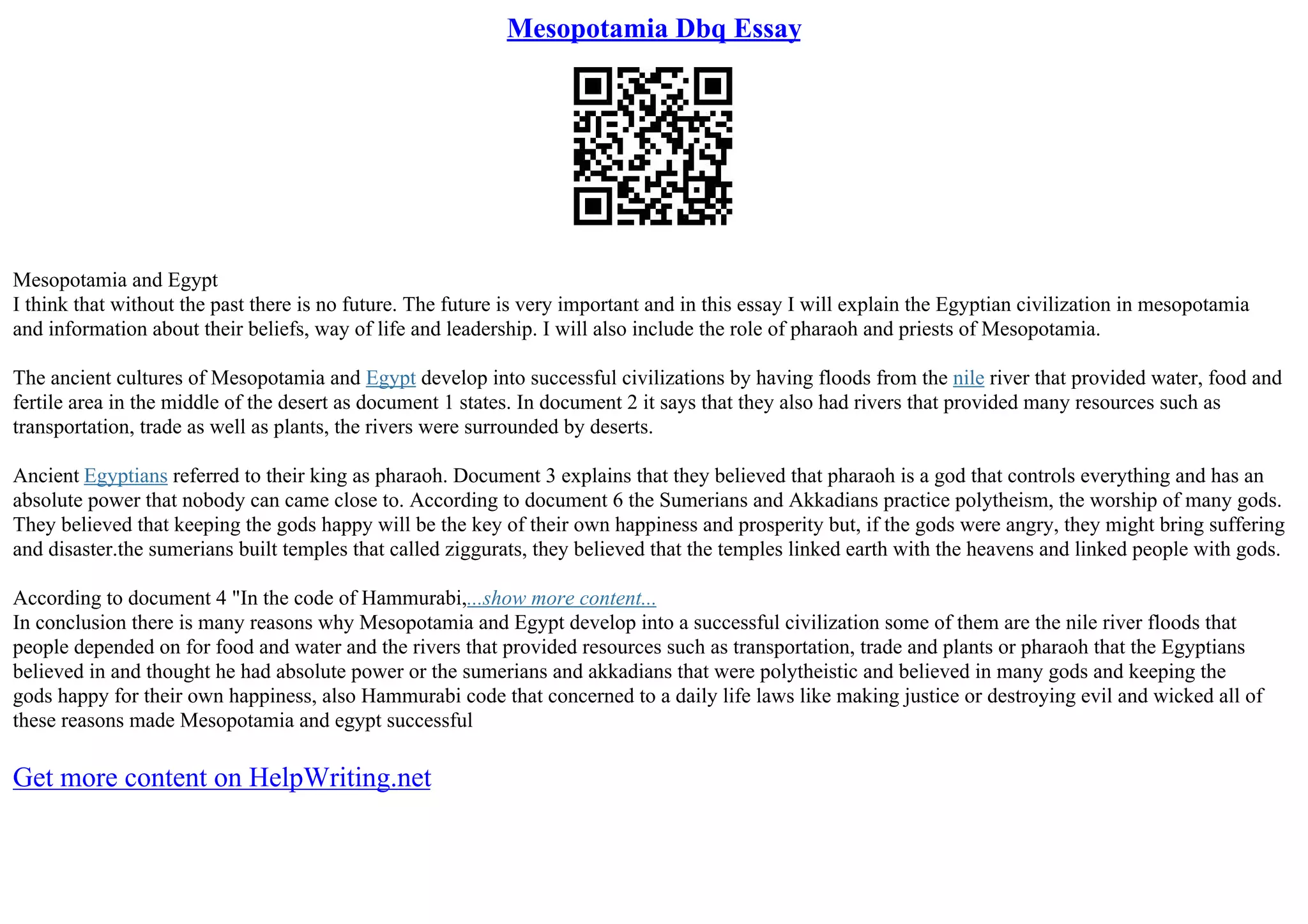 Ancient Mesopotamia Essay | PDF