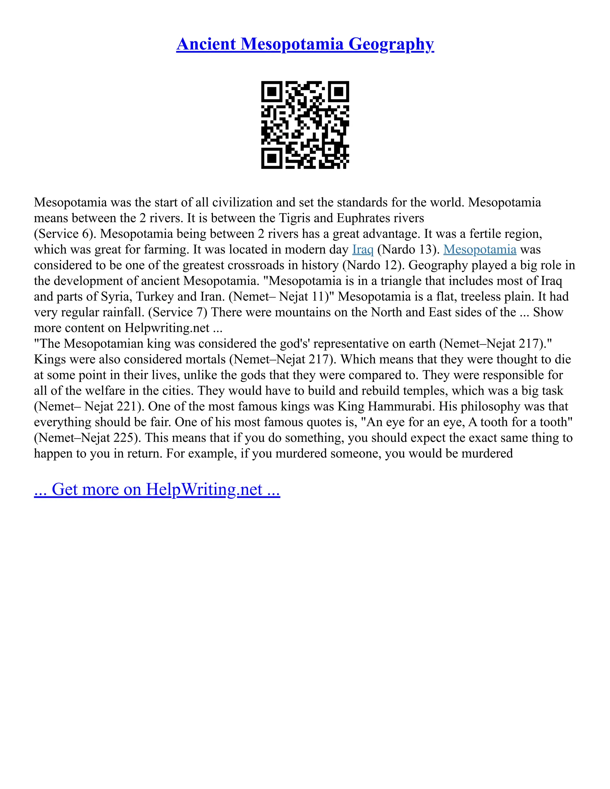 Ancient Mesopotamia Geography | PDF