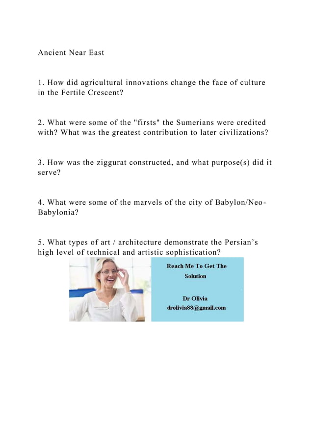 Ancient Near East1. How did agricultural innovations change th | DOCX