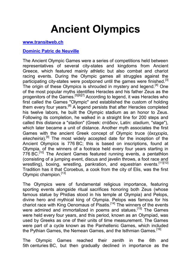 Ancient olympics | PDF