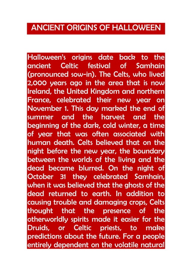 Ancient origins of halloween | PDF