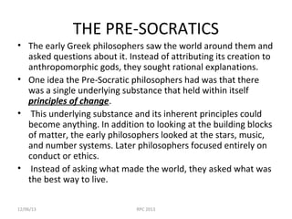 ANCIENT PHILOSOPHY: PRE-SOCRATICS | PPT