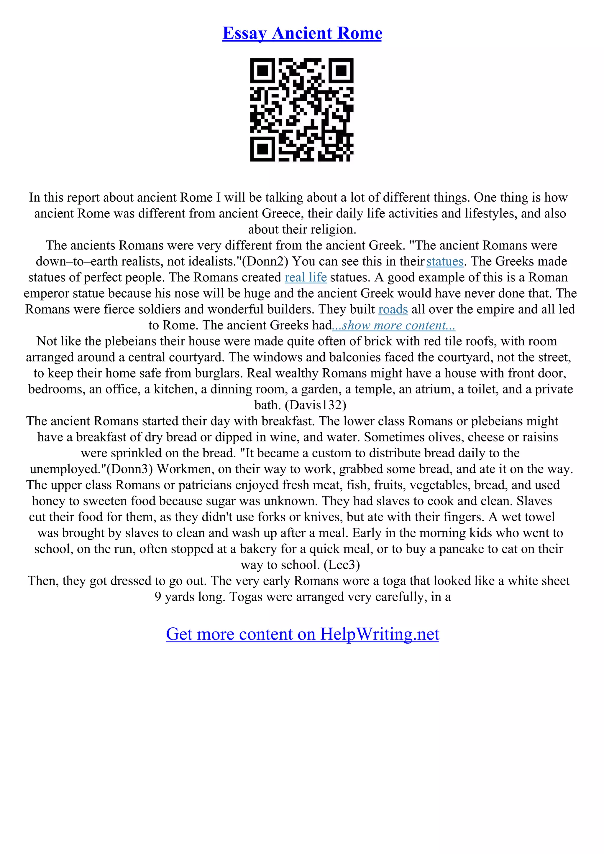 Ancient Rome Essay | PDF