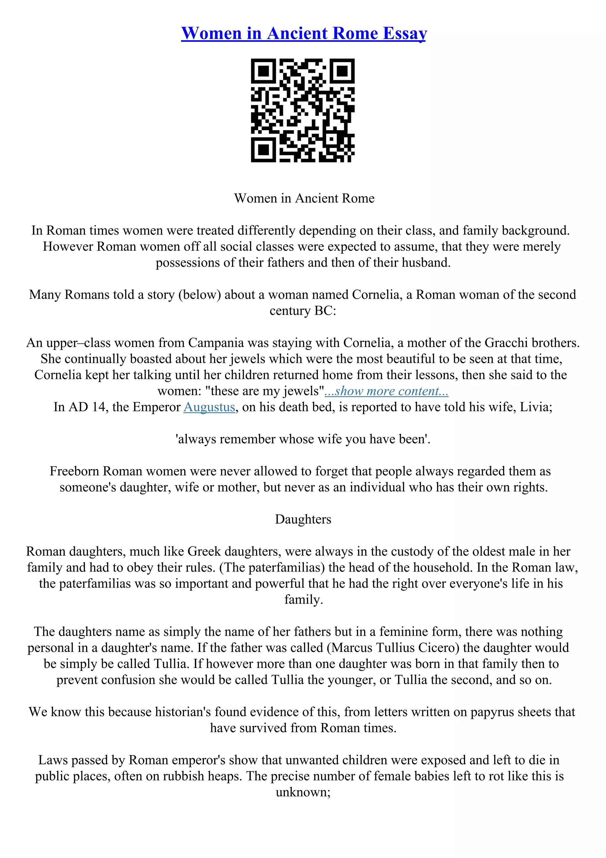 Ancient Rome Essay | PDF