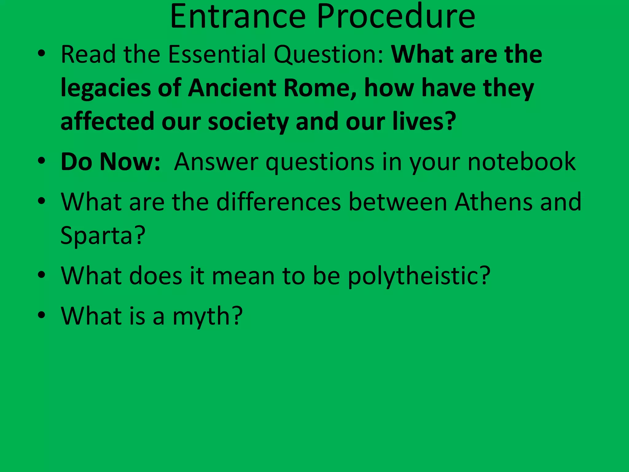 Day 3 Ancient Rome Legacies | PPTX