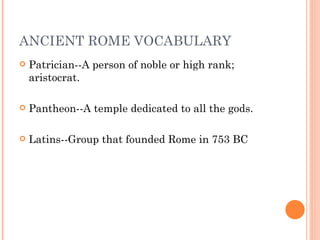 Ancient Rome Vocab | PPT