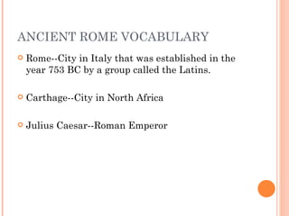 Ancient Rome Vocab | PPT
