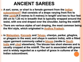 Ancient sarees slideshare | PPT