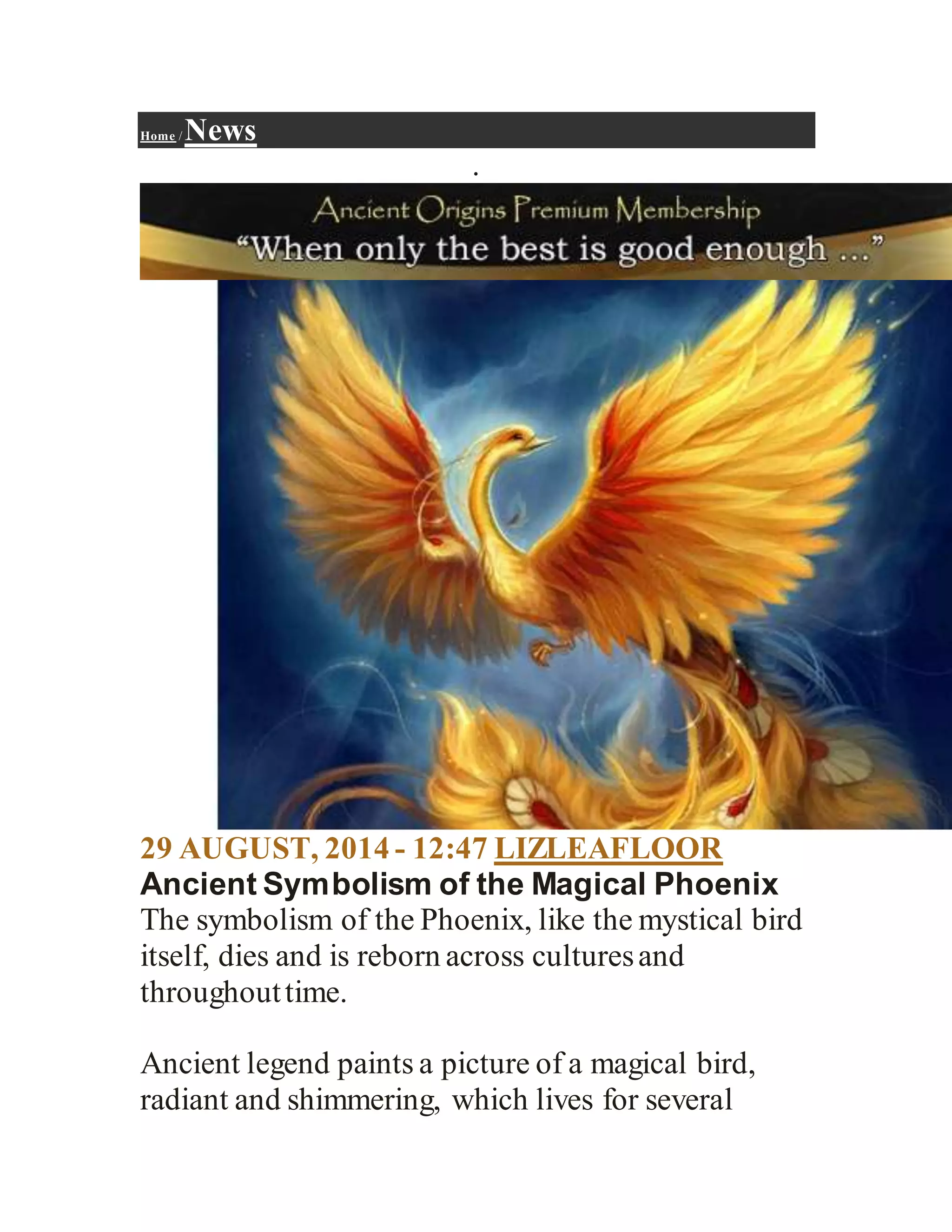 Ancient symbolism of the magical phoenix . | DOCX