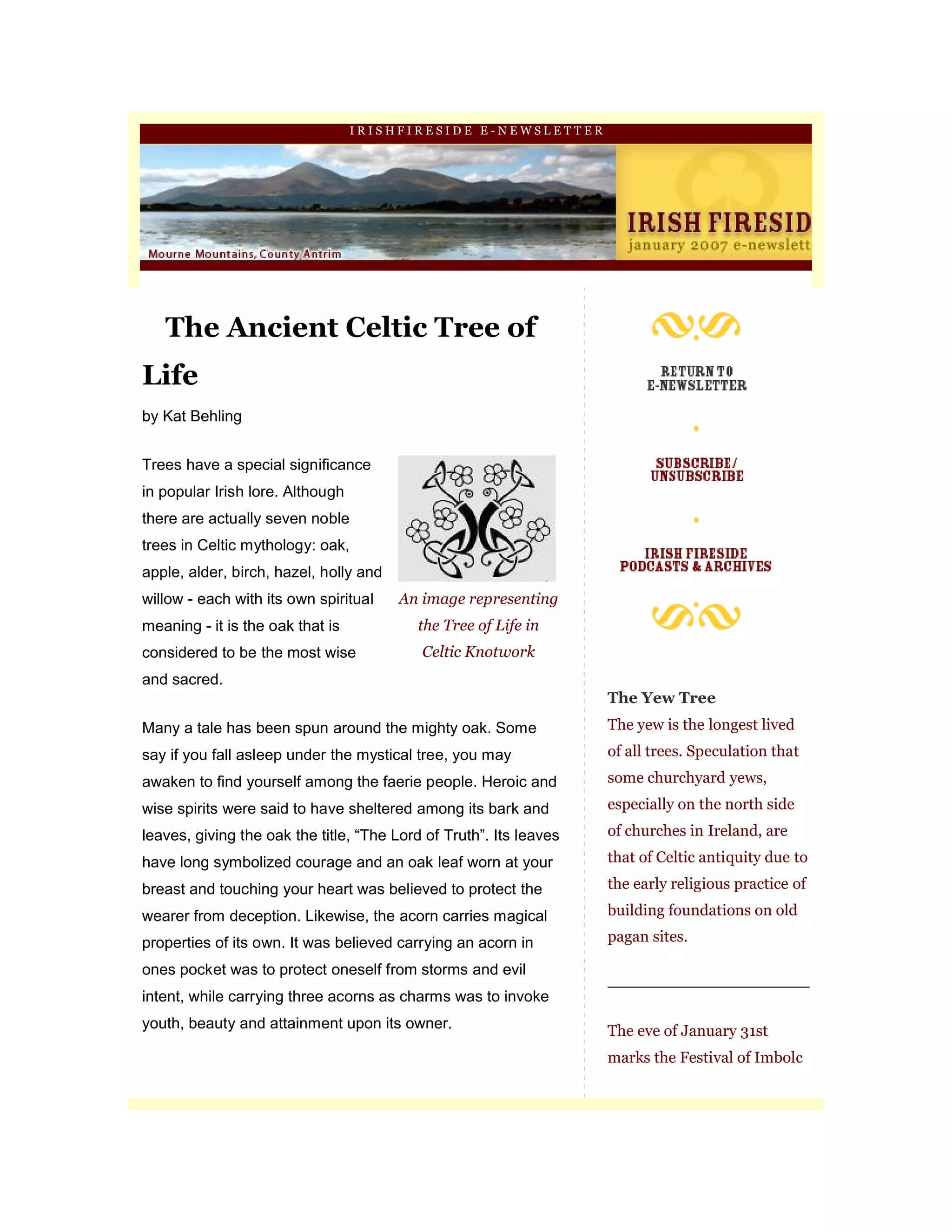Ancient Tree Of Life Irish Fireside 2007 | PDF