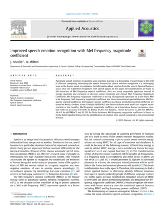 Improved speech emotion recognition with Mel frequency magnitude ...