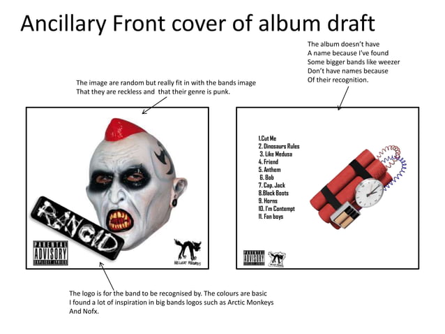 Ancillary front cover of album draft | PPTX | Album-oriented Rock | Rock Music