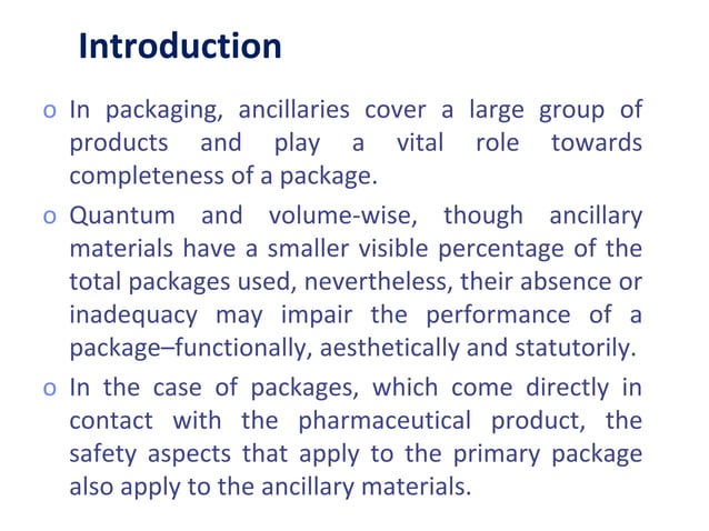 Ancillary material for packaging | PPTX