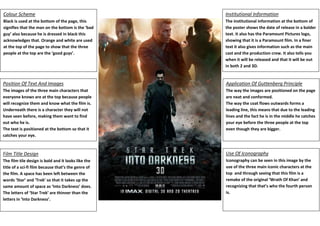 Ancillary task movie poster analysis - Star Trek Into Darkness | DOCX