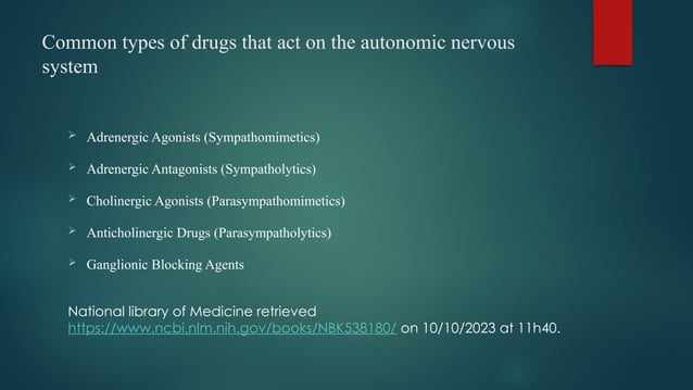 Drugs acting on autonomic nervous system | PPTX