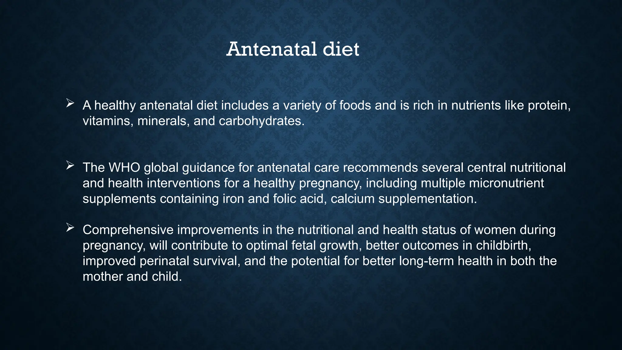 ANTENATAL MOTHER NUTRITIOUS DIETARY PLANNING | PPTX