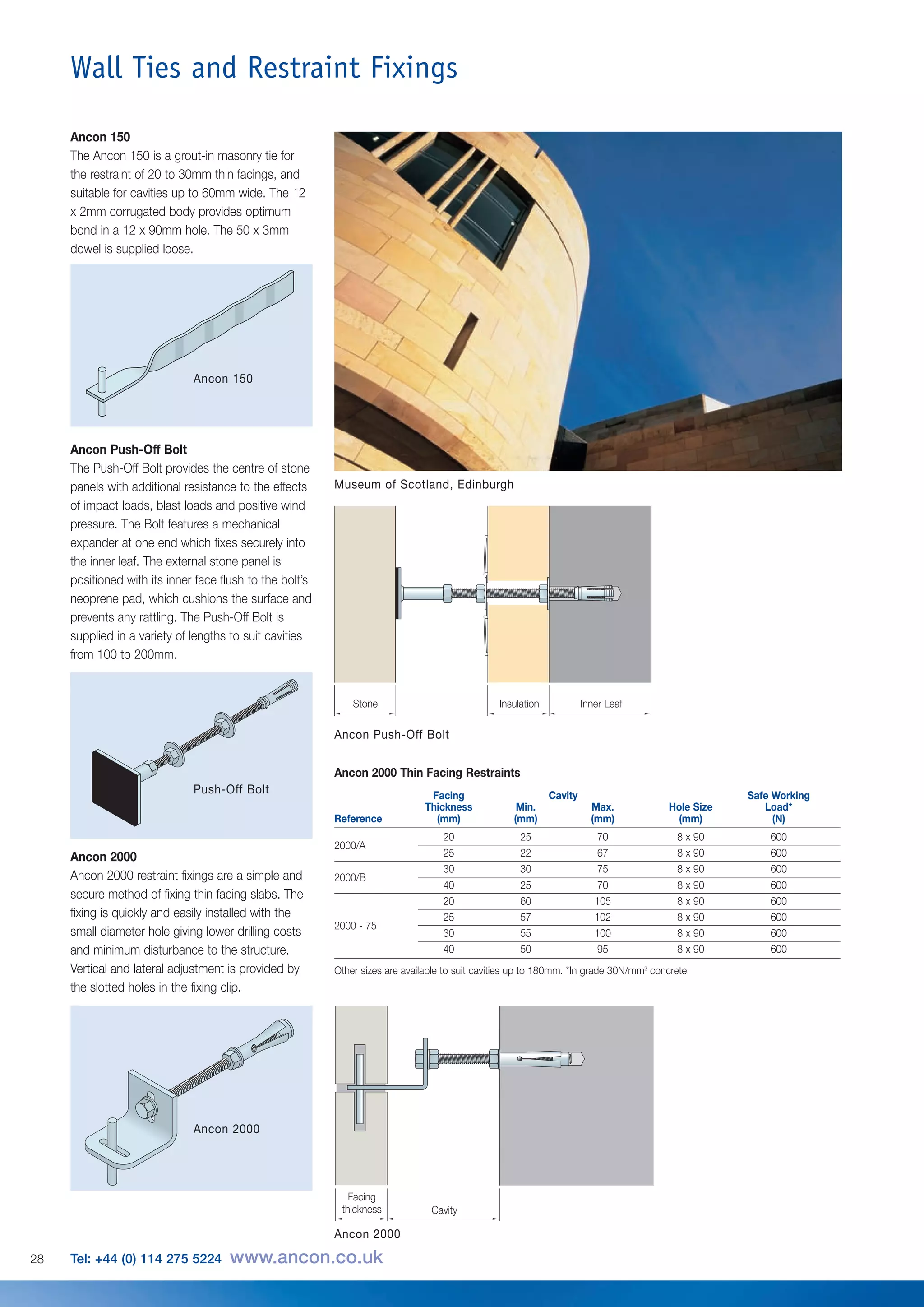 Ancon Wall Ties and Restraint Fixings for Brick, Block and Stone | PDF
