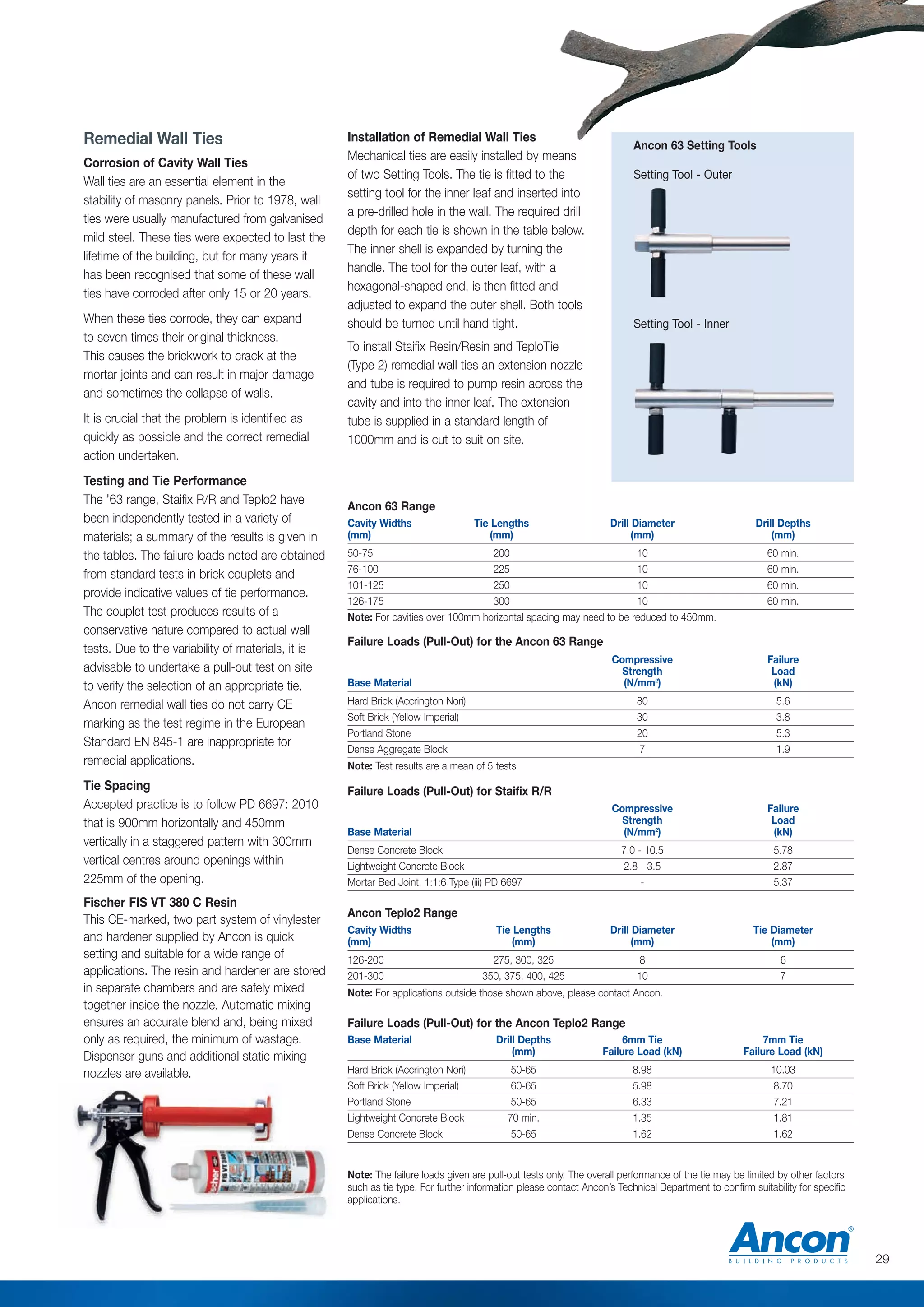 Ancon Wall Ties and Restraint Fixings for Brick, Block and Stone | PDF
