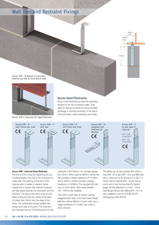 Ancon Wall Ties and Restraint Fixings for Brick, Block and Stone | PDF