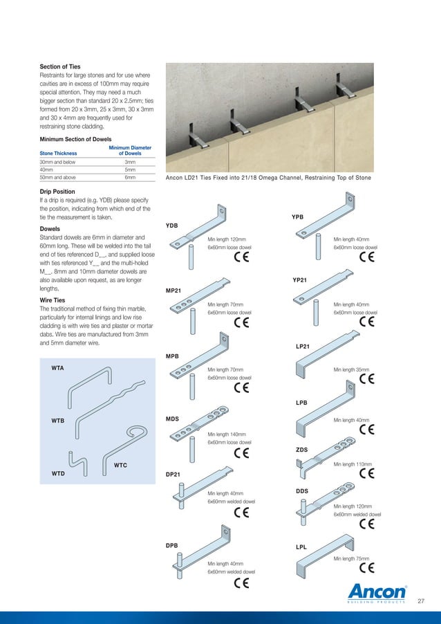 Ancon Wall Ties and Restraint Fixings for Brick, Block and Stone | PDF