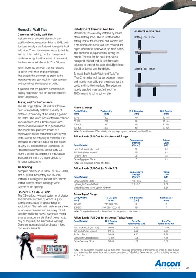 Ancon Wall Ties and Restraint Fixings for Brick, Block and Stone | PDF