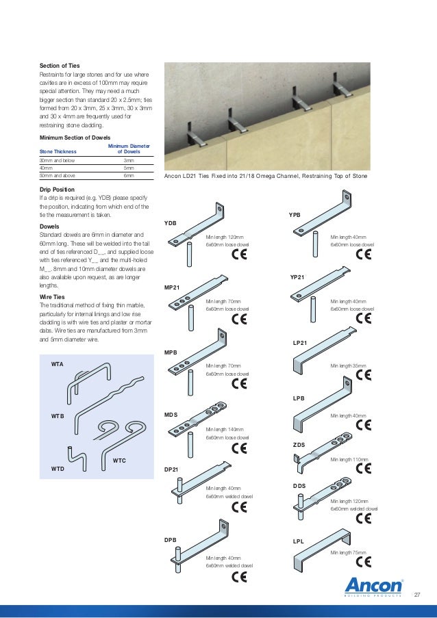Ancon Wall Ties and Restraint Fixings for Brick, Block and Stone