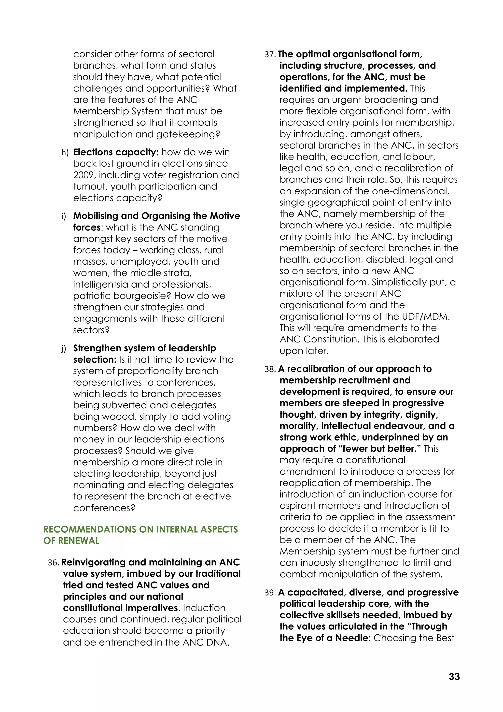 ANC Organisational Renewal Policy Document | PDF