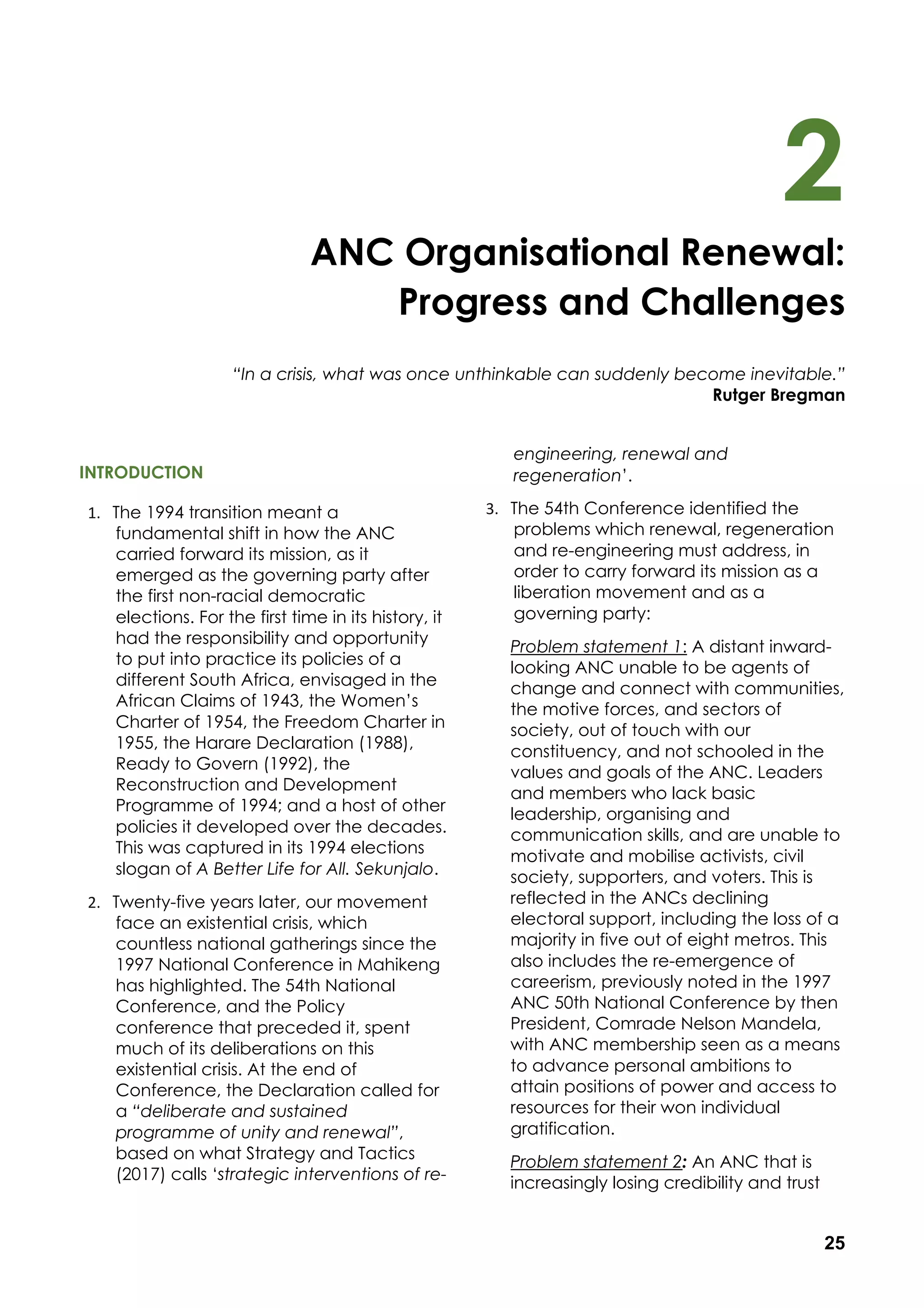 ANC Organisational Renewal Policy Document | PDF