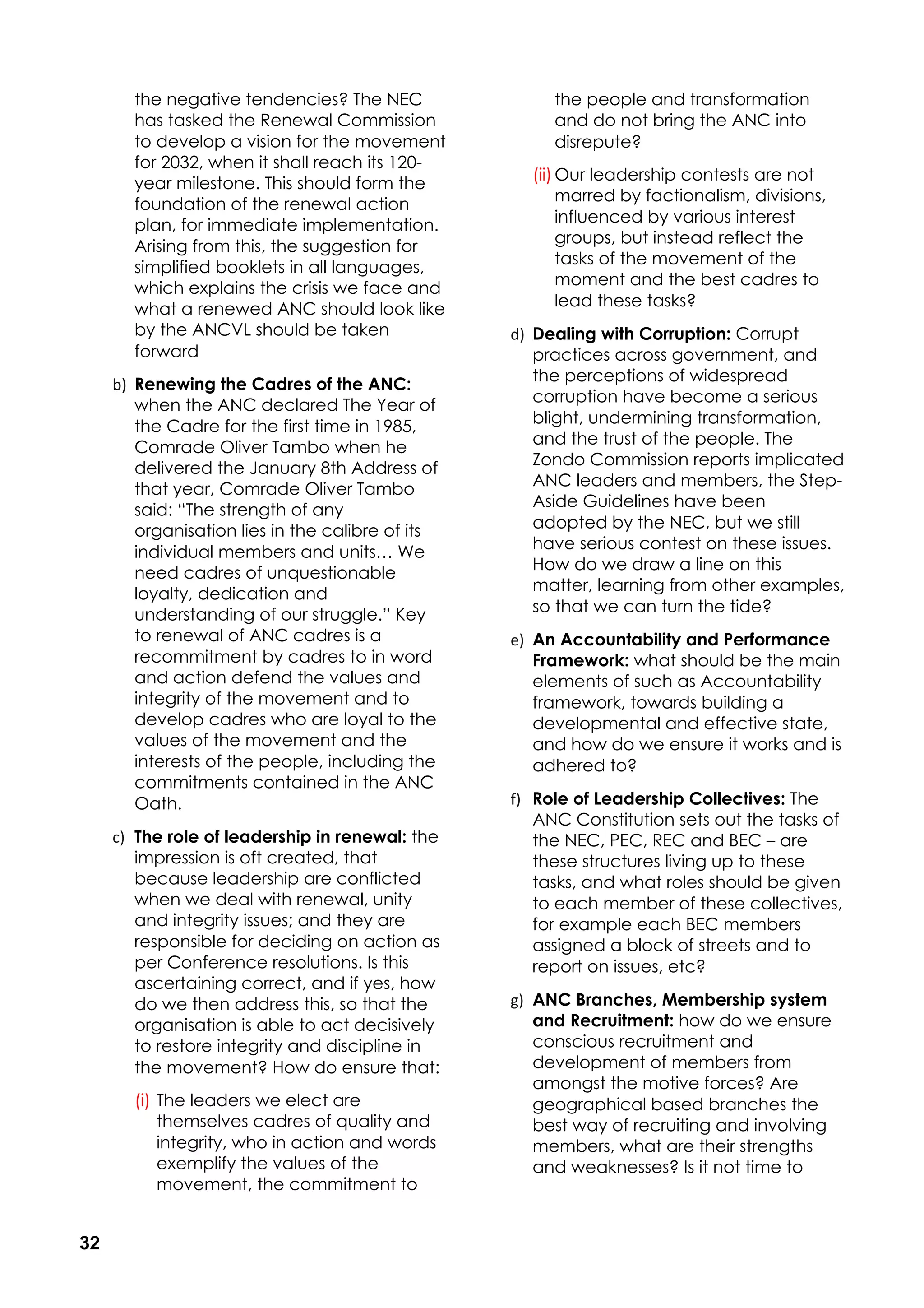 ANC Organisational Renewal Policy Document | PDF